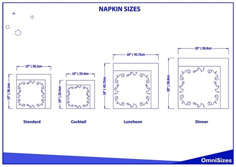 Napkin Sizes Sizes Of Objects And Stuff