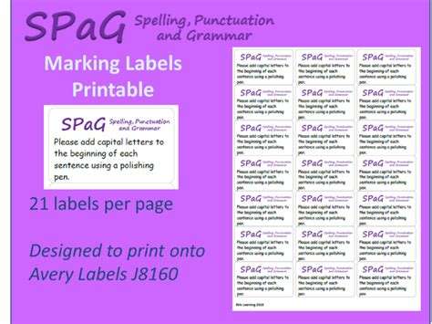 Spag Adhesive Correction Marking Label 8 Correct Capital Letters Beginning Of Sentences J8160