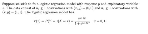 Suppose We Wish To Fit A Logistic Regression Model Chegg