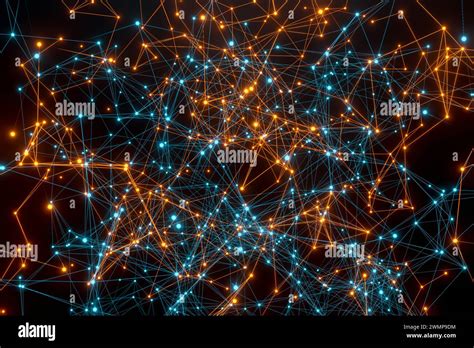 plexus or polygon network in orange and blue polygon network in orange