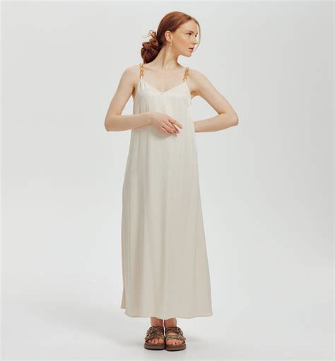 Plain Satin Dress Sand