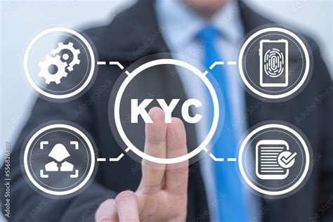 Businessman Using Virtual Touchscreen Presses Abbreviation Kyc