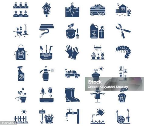 Berkebun Dan Bertani Budidaya Set Ikon Tanaman Ilustrasi Stok Unduh