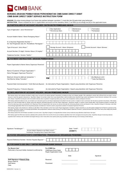 17 Direct Debit Instruction Form Free To Edit Download And Print Cocodoc