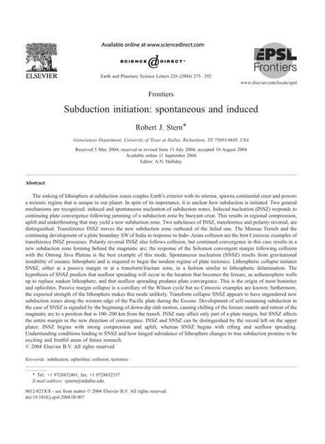Pdf Subduction Initiation Spontaneous And Induced