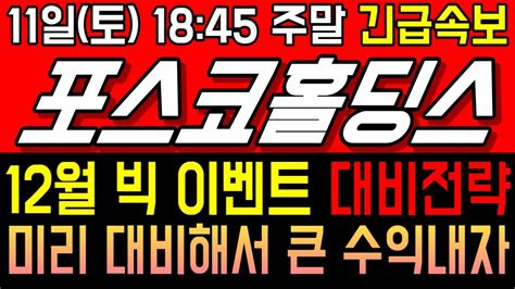 포스코홀딩스 🔥 12월 빅 이벤트 미리 준비해서 큰 수익 내자 대비전략 비책 공개 김작가tv 박순혁추천주김작가tv서정덕tv Youtube
