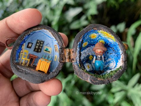 I Made This Tiny Mini Van Gogh House Inside A Walnut Rminiworlds