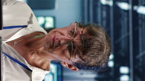 Vertical Coworkers Crosschecking Server Parts Stock Video Video Of Network Cybersecurity