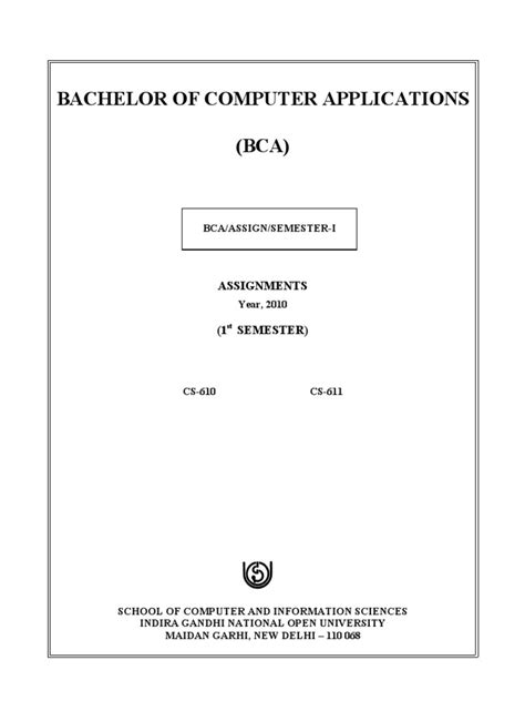 Bachelor Of Computer Applications Bca Assignments Pdf Computer
