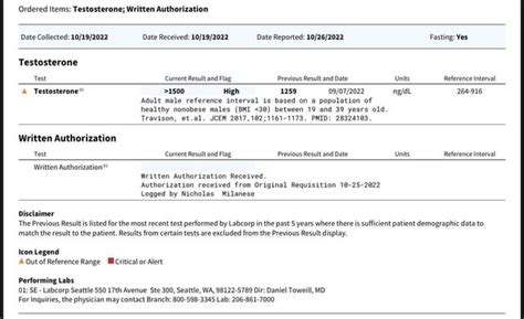 Labcorp Does Not Measure Greater Than 1500ngdl Total Testosterome R