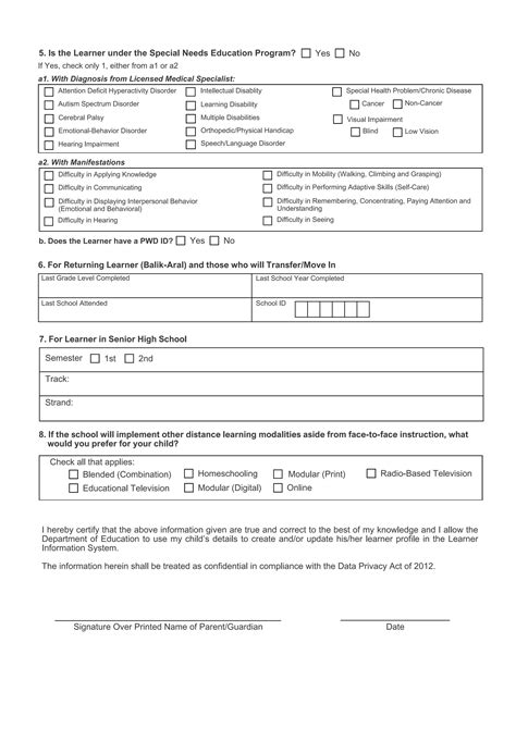 Basic Education Enrollment Form 2025