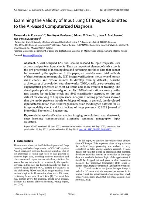 Pdf Examining The Validity Of Input Lung Ct Images Submitted To The