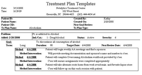 Treatment Plan Templates