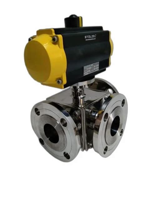 15nb To 200nb Stainless Steel Pneumatic Operated Three Way Ball Vave Flanged End At ₹ 15288 In