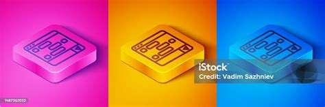 분홍색과 주황색 파란색 배경에 격리 된 랩톱 아이콘에 대한 Isometric 줄 새 채팅 메시지 알림 스마트 폰 채팅 Sms 메시지 음성 거품 정사각형 버튼입니다 벡터 3