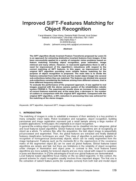 Pdf Sift Feature Matching Dokumentips
