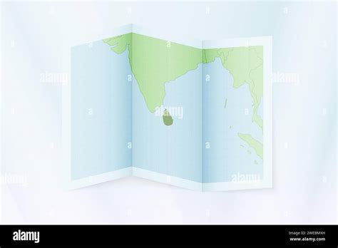 Sri Lanka Map Folded Paper With Sri Lanka Map Vector Illustration