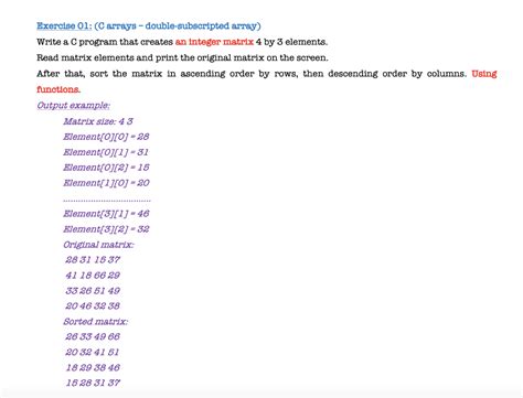 Solved Exercise 01 Carrays Double Subscripted Array