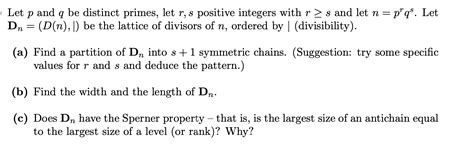let p and q be distinct primes let r s positive