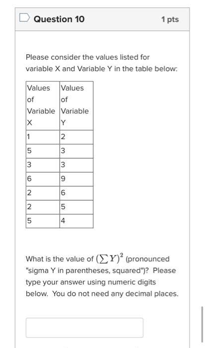 Solved Please Consider The Values Listed For Variable X And Chegg Com