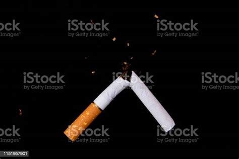 문장 세계 아니 담배 일 개념은 스모 킹을 중지 하 고 어두운 검은 배경에 깨진 담배 카드와 배너 복사 공간에 대 한 좋은 디자인 World No Tobacco Day에
