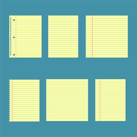 premium vector notebook paper set yellow lined paper icon