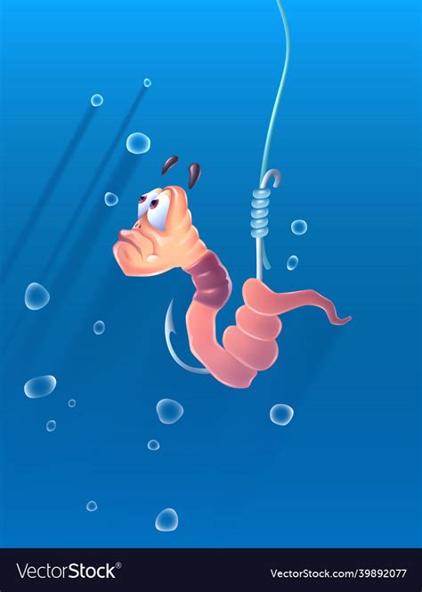 Cartoon Fishing Rod With Worm