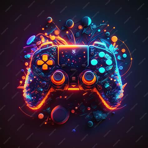 Premium Photo Abstract Neon Light Game Controller Artwork Design