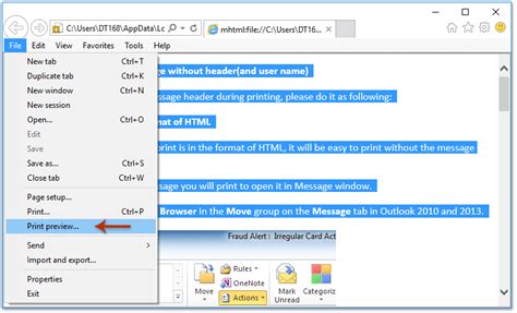 How To Print A Selection Of An Email In Outlook