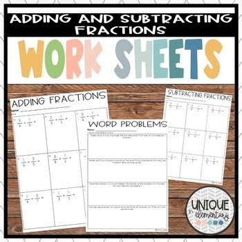 Leveled Adding Subtracting Fractions Word Problems Too TPT