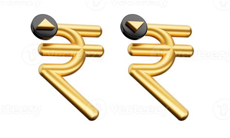 3d Gold Shiny Indian Rupee Symbol Increase Decrease Icon 3d