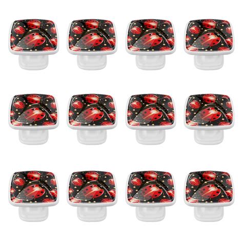 12 Packs Ladybird Cabinet Knobs Pull Hardware Handle Square Drawer