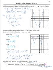 Sketching Absolute Value Quadratic Functions Properties Course Hero
