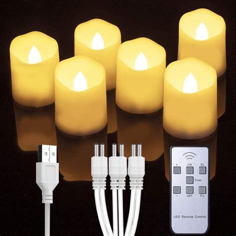 Merrynights 6pcs Led Set Rechargeable Flameless Votive Candles With