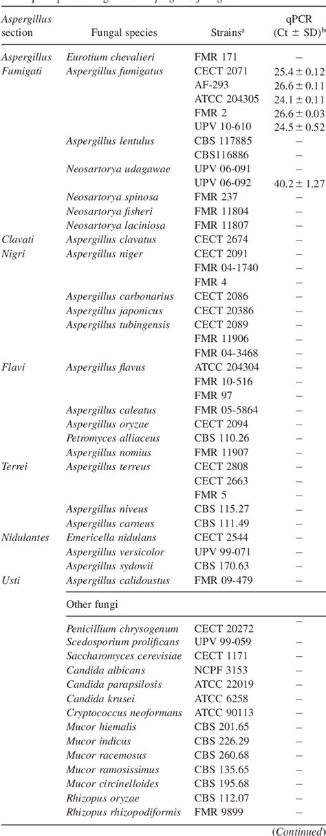 Table 1 From The Asphs Gene As A New Target For Detecting Aspergillus Fumigatus During
