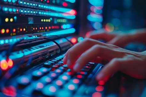 Premium Photo Data Center Programmer Maintaining Cloud Computing Security