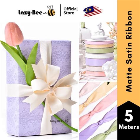 Lazy Bee 5 Meter Premium Double Faced Dull Matte Satin Ribbon Wedding