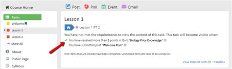 Set Task Visibility Conditions CourseNetworking