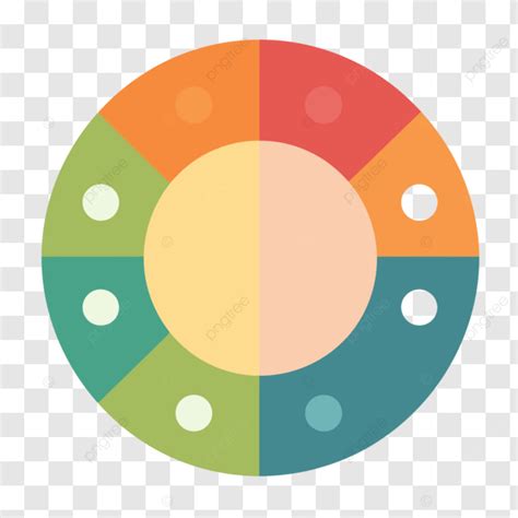 원의 다른 색상 부분을 표시하는 원 벡터 흰색 배경에 만족스러운 단순한 다채로운 아이콘 그림자 없음 작은 프레임 중앙 Png 일러스트 및 벡터 에 대한 무료 다운로드