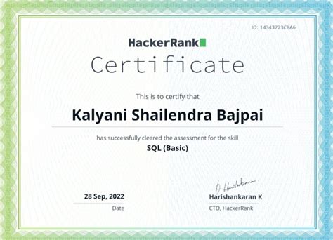 Kalyani Bajpai On Linkedin Hackerrank Sql