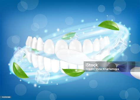 치아 칫솔질 하얀 건강한 치아를 청소하는 칫솔 치과 절차 구강 건강 치아 보호 충치 예방 치과 진료소 서비스 위생 루틴 현실적인 3d 벡터 배너 3차원 형태에 대한 스톡