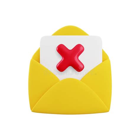 Vector Cartoon 3d Error Message Icon 3d Render Open Envelope With Sheet And Red X Cross Sign