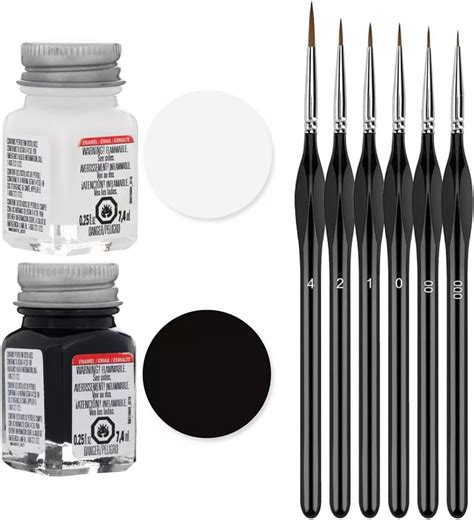 Testors Black And White Paint Set With Black Brushes Ideal