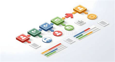 Isometric Workflow Process Chart Business Project Management Stages
