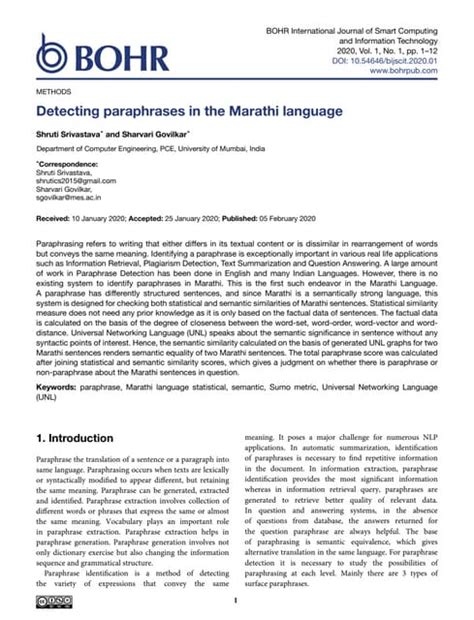 Detecting Paraphrases In The Marathi Language Pdf