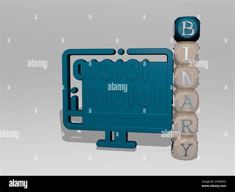 3d graphical image of binary vertically along with text built around