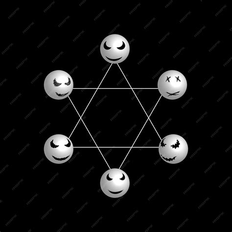 Premium Vector Devil Star With Different Monstrous Faces