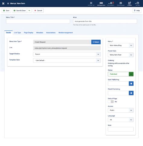 Help5xmenu Item Create Request Joomla Documentation