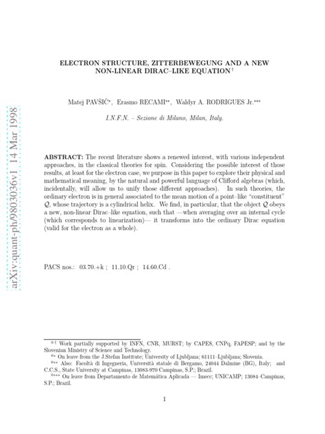 Electron Structure Zitterbewegung And Th Download Free Pdf Spin