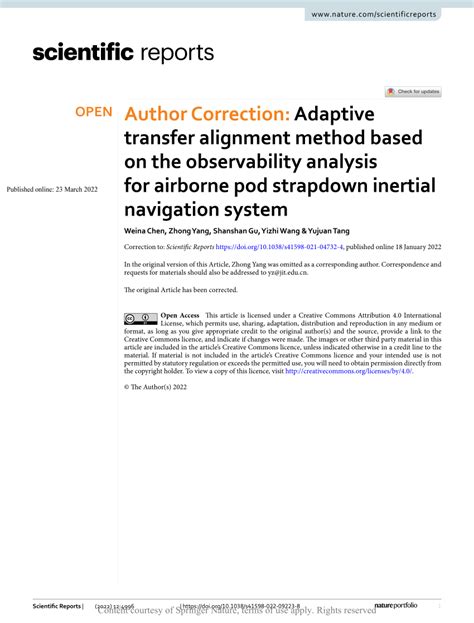 Pdf Author Correction Adaptive Transfer Alignment Method Based On